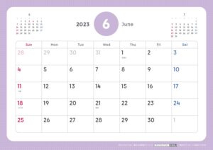 calendar_simple_202306 | 子供の習い事図鑑(すたぺんドリル)